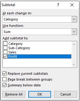 How To Add Additional Functions To Subtotals In Excel