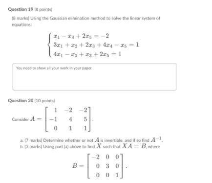 Solved Question Points Marks Using The Gaussian Chegg