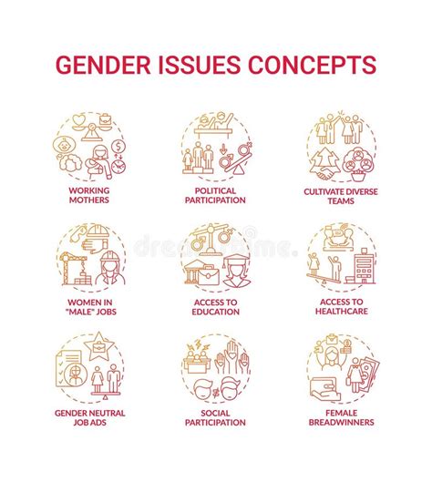 Gender Issues Concept Icons Set Stock Vector Illustration Of Contour