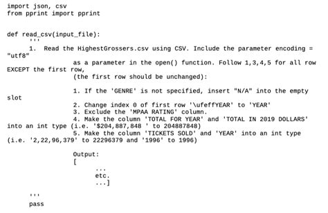 solved import json csv from pprint import pprint def