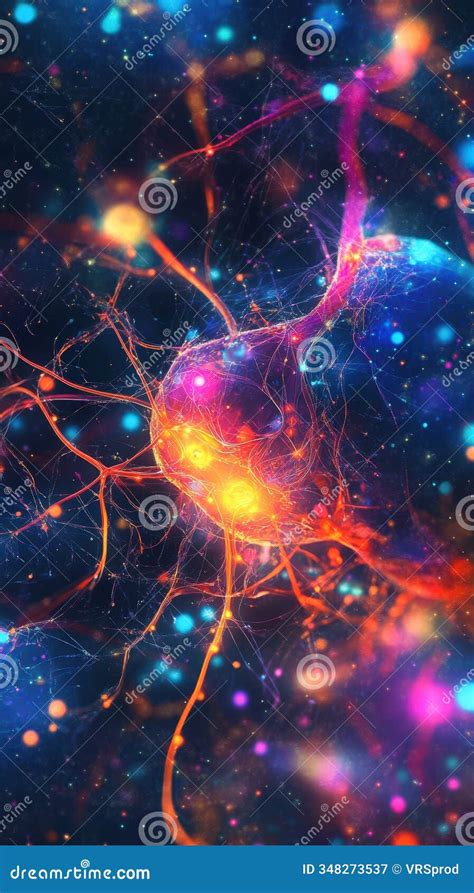 Digital Visualization Of Glowing Neurons In Vivid Colors Stock Image Image Of Science