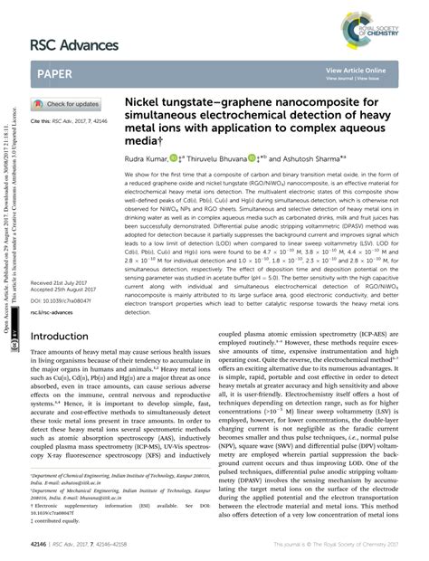 Pdf Nickel Tungstate Graphene Nanocomposite For Simultaneous Electrochemical Detection Of