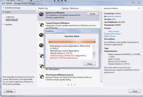 Wpf Unable Install Squirrel Windows Stack Overflow