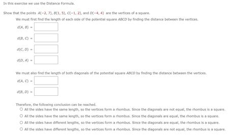 Solved In This Exercise We Use The Distance Formula Show Chegg