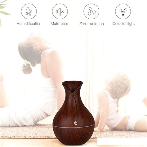 Mmts Usb Electric Wood Grain Cool Mist Humidifier Aroma Essential Oil