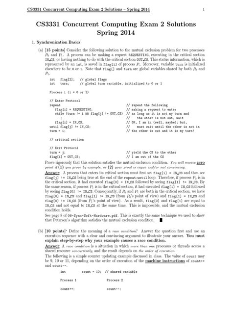 Cs3331 Concurrent Computing Exam 2 Solutions Spring 2014 Pdf Concurrent Computing