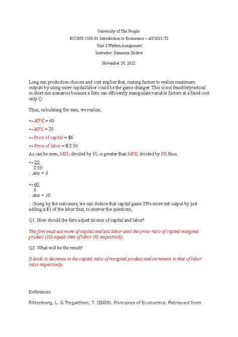 ECON 1580 Unit 3 W A Written Assignment Unit 3 University Of The People ECONS 1580 01 Studocu