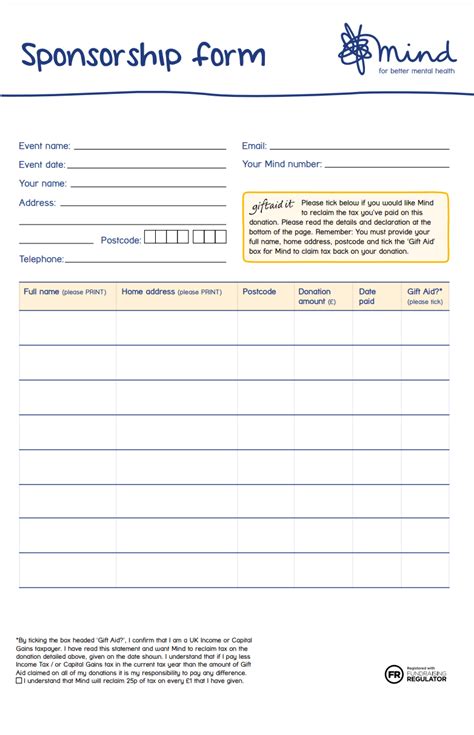 Sponsorship Form Template Free Word Templates