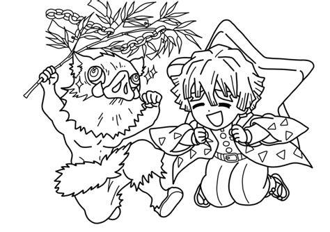 귀멸의칼날 이노스케와 젠이츠 귀요미버젼 색칠공부 프린트예요 네이버 블로그