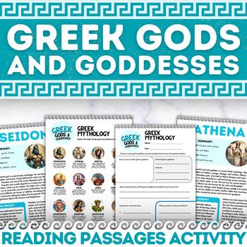 Greek Gods And Goddesses Mythology Reading Passages Activity Ancient Greece