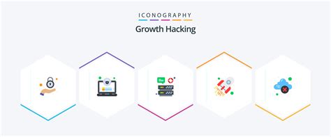 Hackear 25 Plano Icono Paquete Incluso Nube Almacenamiento Espacio