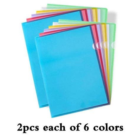 12pcs File Folder A4 Paper Display Transparent File Bag Clear Document Folders L Type Project