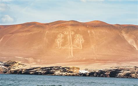 View Of The Ancient Candelabra Geoglyph Etched Into The Arid Hillside