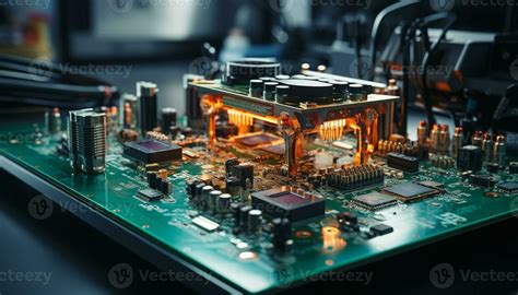 Ai Generated Computer Chip Circuit Board And Motherboard Soldered For Computer Equipment