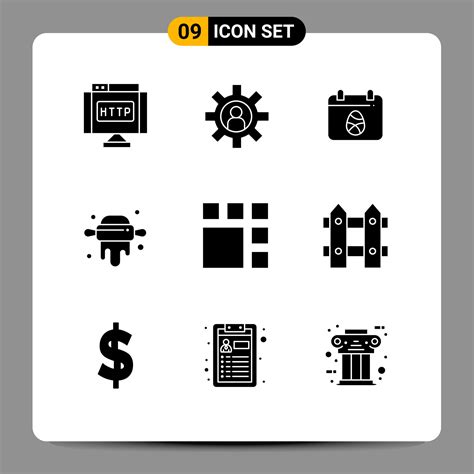Solid Glyph Pack Of 9 Universal Symbols Of Image Editing Calender Rolling Kitchen Editable