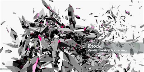 폭발 파편 파편 먼지 요소 깨진 유리 흩어져있는 흰색 배경 3d 그림 고철에 대한 스톡 사진 및 기타 이미지 고철 긁힌 기물 파괴 Istock