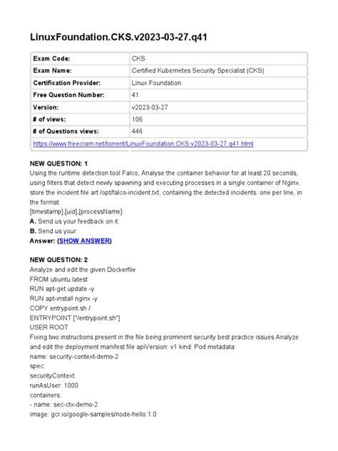 Linuxfoundation Cks V2023 03 27 Q41 Pdf Transport Layer Security Computer Science