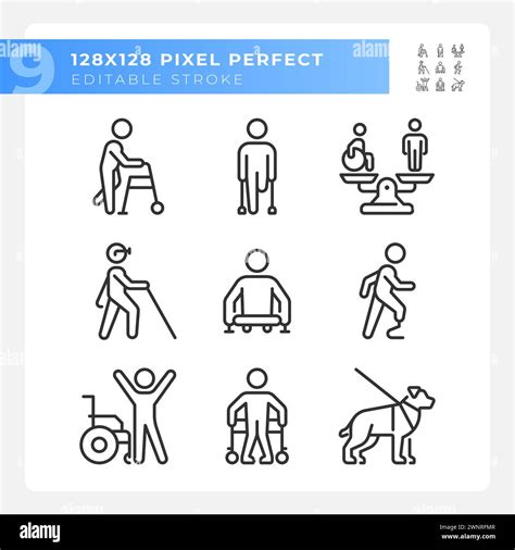 People With Amputation Linear Icons Set Stock Vector Image And Art Alamy