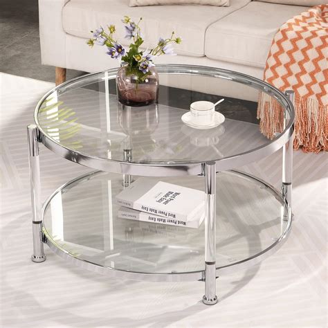 Life Sky Acrylic Glass Coffee Table Round Coffee Tables