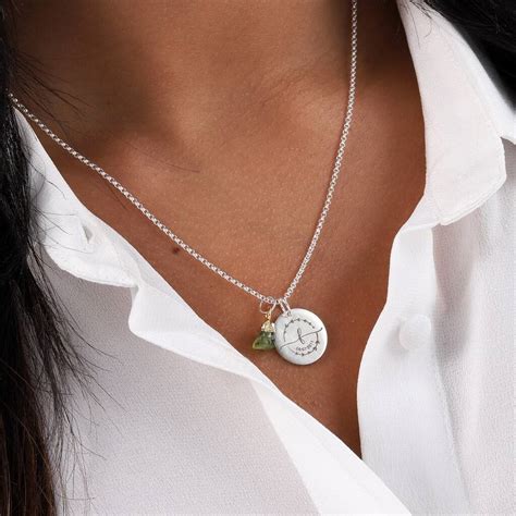 Sterling Silver Wreath Initial Birthstone Necklace By Attic