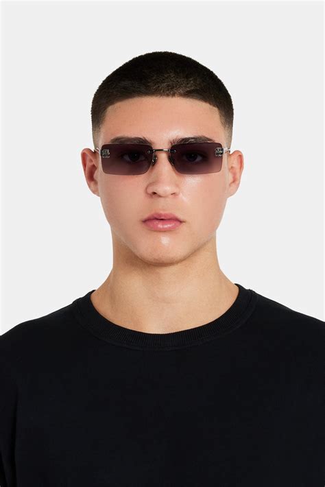 Rectangular Tinted Sunglasses Charcoal Mens Accessories Shop