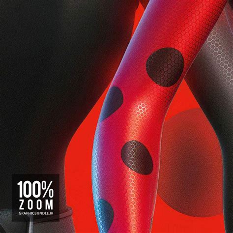 پوستر دیواری با طرح پس زمینه خال خالی و کاراکترهای انیمیشن دختر کفشدوزکی Ladybug