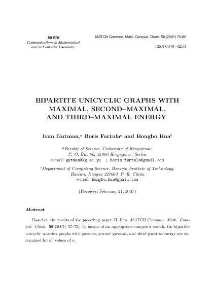 Pdf Bipartite Unicyclic Graphs With Maximal Second Maximal And