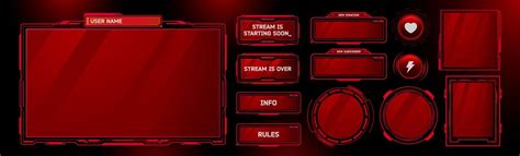 Free Vector Game Stream Ui Frames Set Isolated On Black
