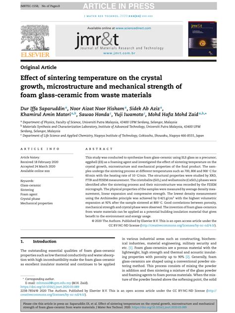 Pdf Effect Of Sintering Temperature On The Crystal Growth