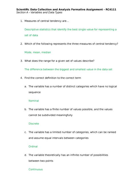 maths formative assignment scientiic data collection and analysis
