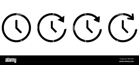 Clock Icon Set Circular Time Design Symbolic Vector Collection Minimal Face Layout Stock