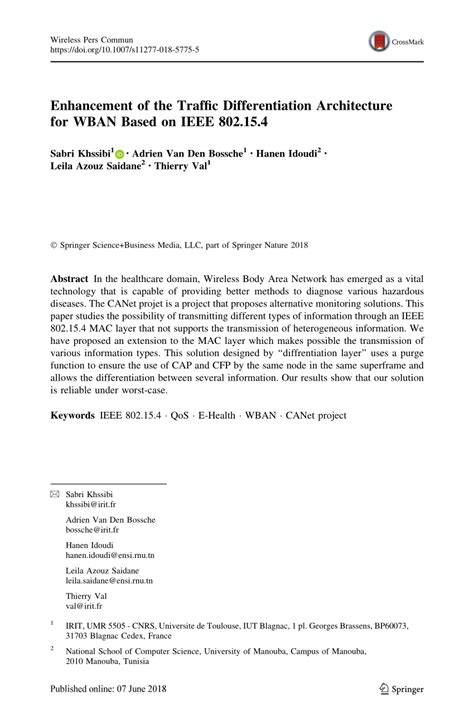 pdf enhancement of the traffic differentiation architecture for wban