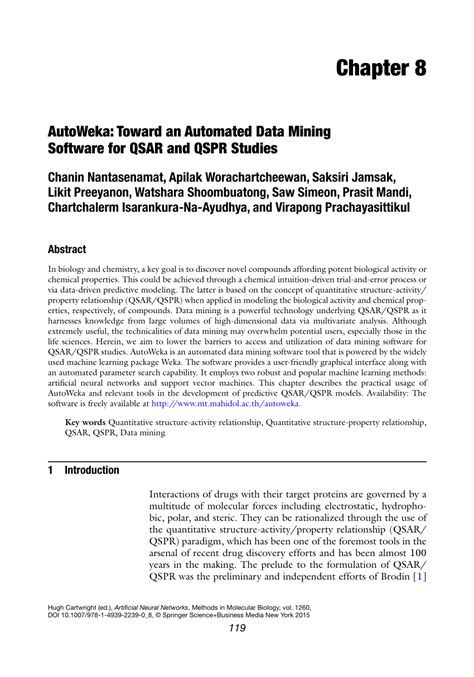 Pdf Autoweka Toward An Automated Data Mining Software For Qsar And