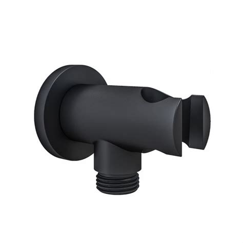 Round Outlet Elbow With Shower Holder Smooth Black Eastbro