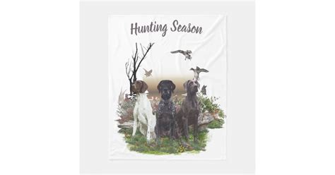 German Shorthaired Pointers Gsp A Hunting Pheas Fleece Blanket Zazzle