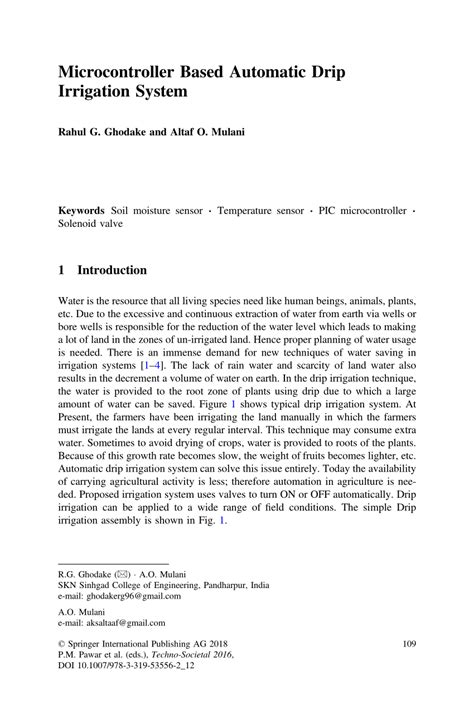 Pdf Microcontroller Based Automatic Drip Irrigation System
