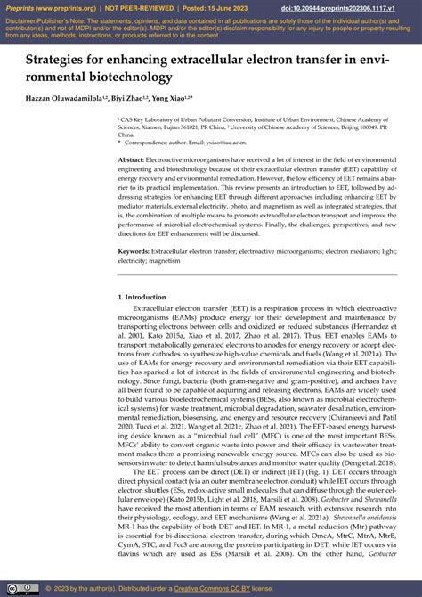Pdf Strategies For Enhancing Extracellular Electron Transfer In Environmental Biotechnology