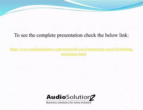 Mastering Excel Formatting Techniques PPTX Desktop Publishing Computer Software And