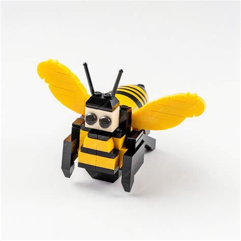 Lego Built Flying Bee Toy On White Isolated Background Premium Ai