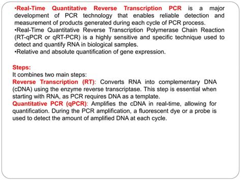 Lecture On Real Time Quantitative Reverse Transcription Pcr Qrt Pcrpdf