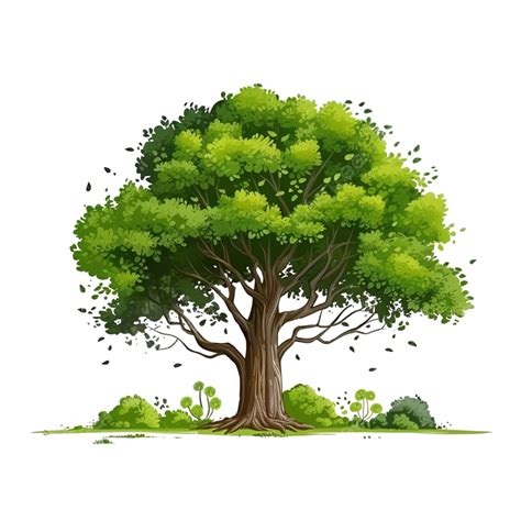 Single Tree One Fertile Tree With Grass Tall Tree Forest Element Jungle Landscape Leaf Png