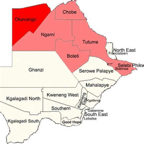 Map Of Malaria Endemicity In Botswana The Map Was Obtained From The