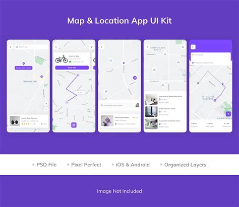Premium Psd Map Navigation App Ui Kit