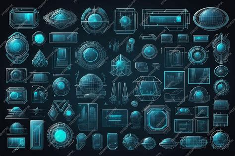 Premium Ai Image Big Collection Of Retro Futuristic Elements For Design Abstract Set Of Frames