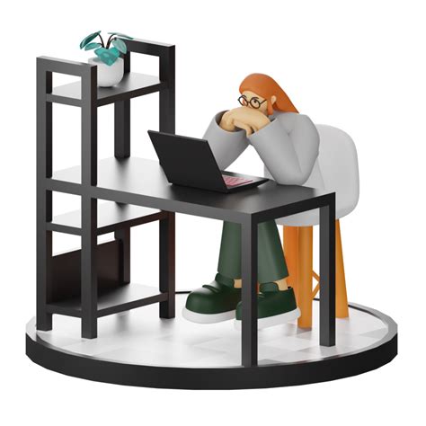 3d ilustração do uma Adolescência fêmea programador às a computador escrivaninha 35893615 PNG