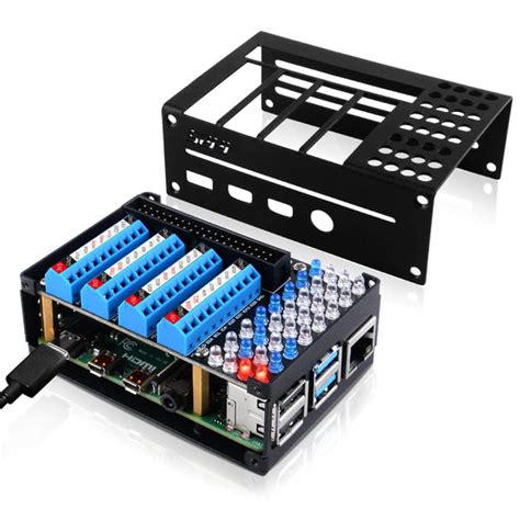 Gpio Terminal Board With Led Indicators Aluminium Case For Pi 4