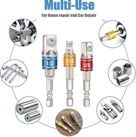 Snapklik Com Impact Grade Socket Adapter Extension Set Turns Power Drill Into High Speed Nut