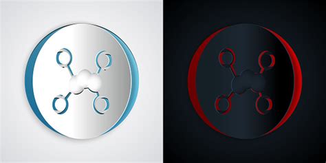 종이 잘라 화학 공식 아이콘 회색과 검은 색 배경에 격리 혁신 의학 건강 연구 및 과학을 위한 추상적 육각형 종이 아트 스타일