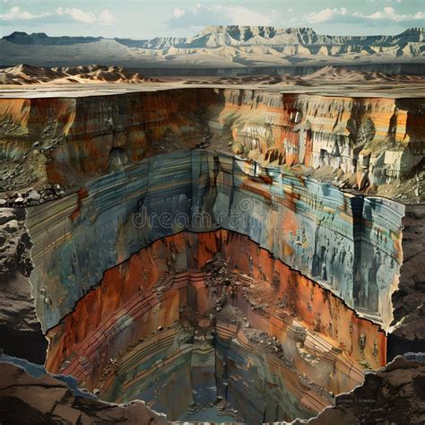 Geological Cross Section Highlighting The Depth Stock Illustration Illustration Of Prehistoric