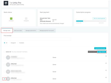 How Do I Assign A Unity Subscription License Seat To A User Unity